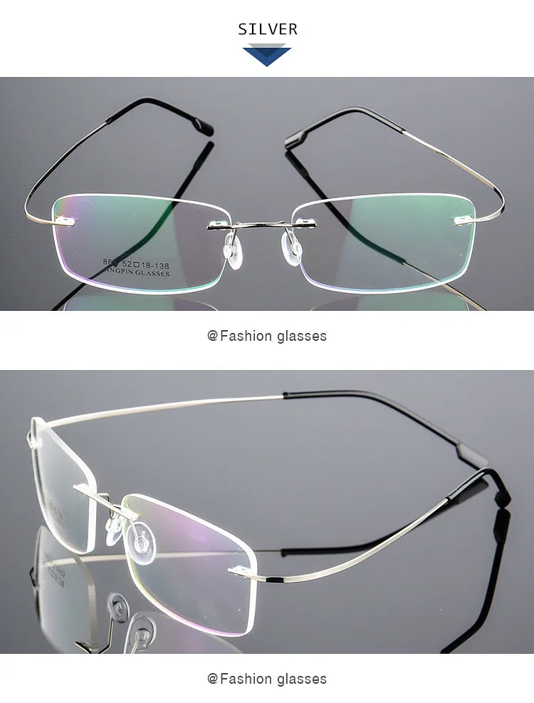 Titanium Eyeglasses Frames Rimless Flexible Optical Frame Prescription ...