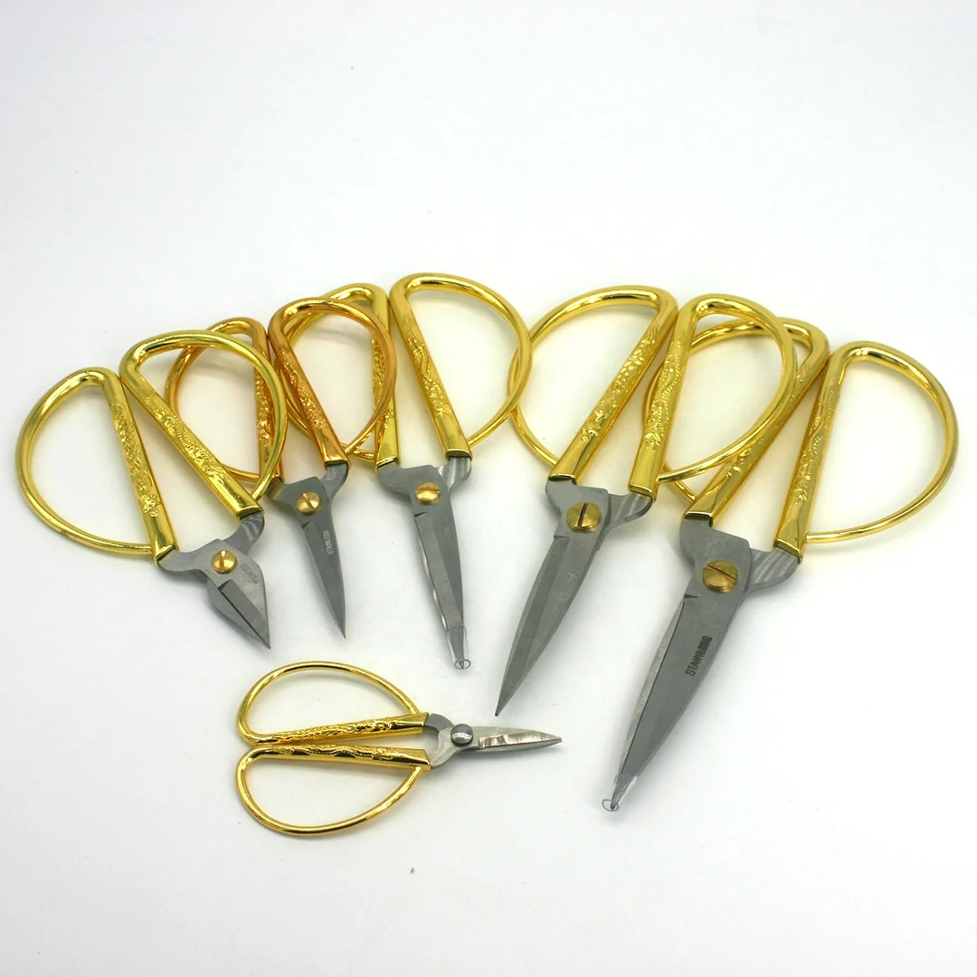 17cm Golden Stainless Steel Scissors With Dragon And Phoenix Design ...