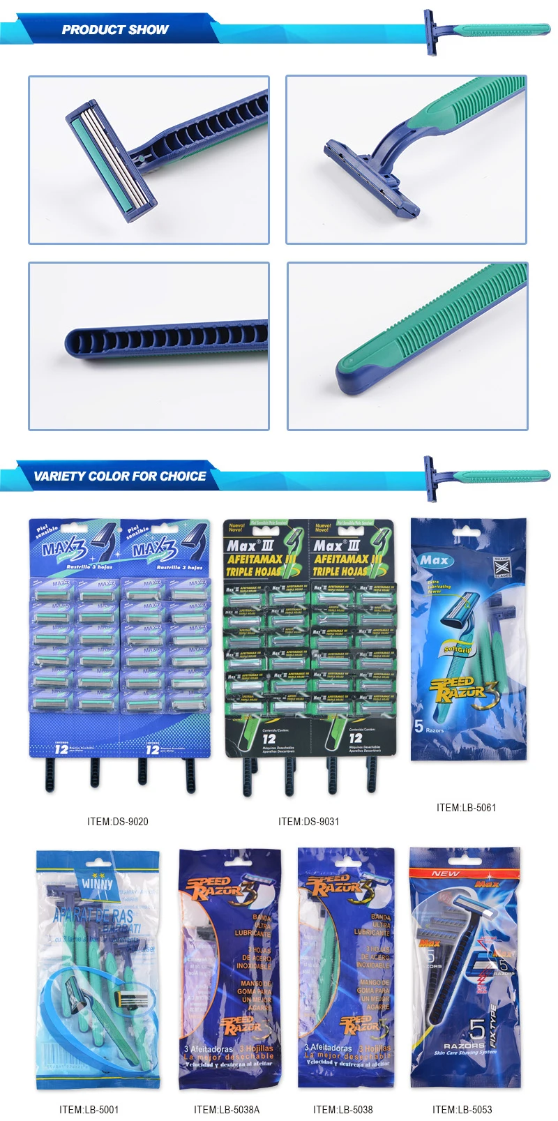 Blue Handle Disposable Straight Razor One Time Razor - Buy Straight ...