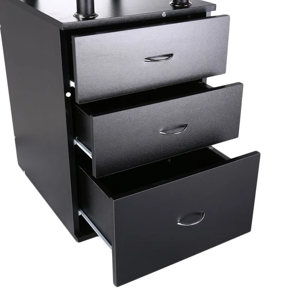 Black Corner Computer Desk Home Office Pc Table With 3 Drawers L-shaped ...