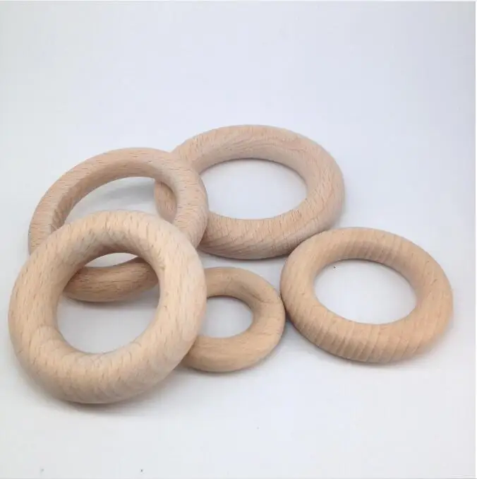 Premium Beech Wooden Teething Ring Organic Teether Rings Different Size ...