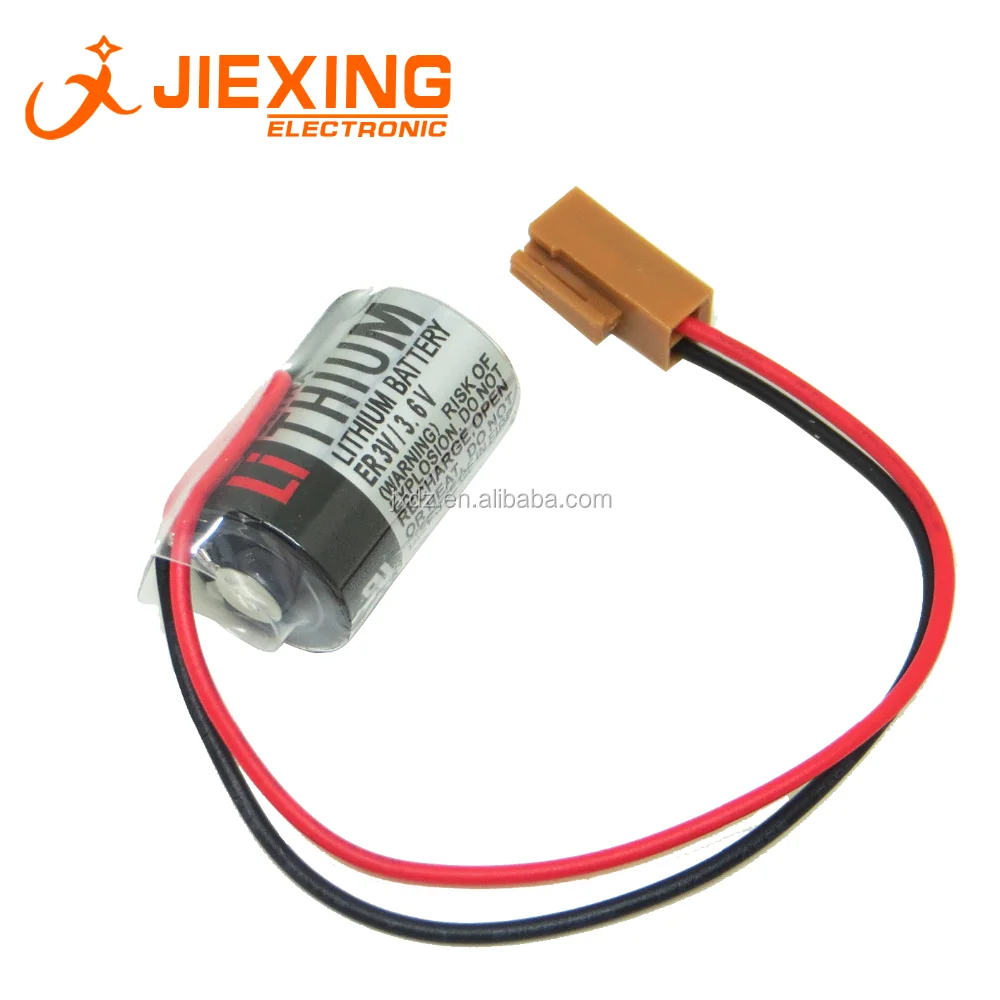 Er3v/3.6v Cpm2a-bat01 Plc Lithium Battery With Cable Brown Connector ...