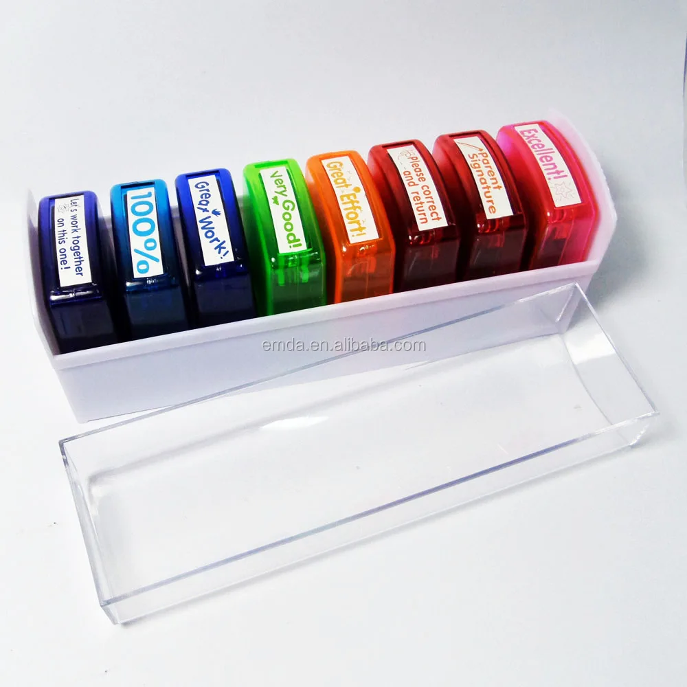 Factory Cheap Price 8 Colors Colorful Funny Rubber School Stamp Teacher ...