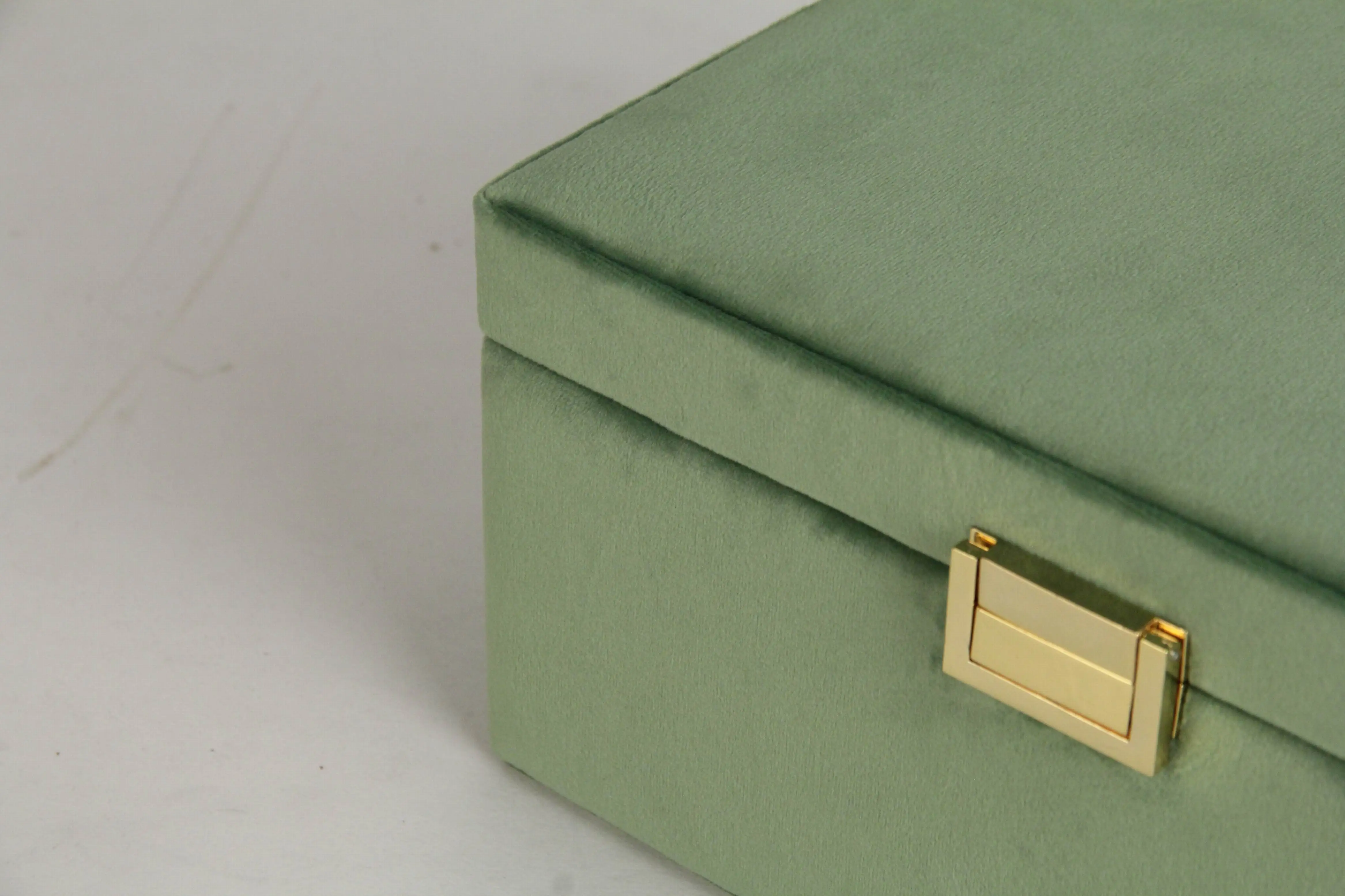 Home Decoration Green Velvet Fabric Storage Jewelry Box