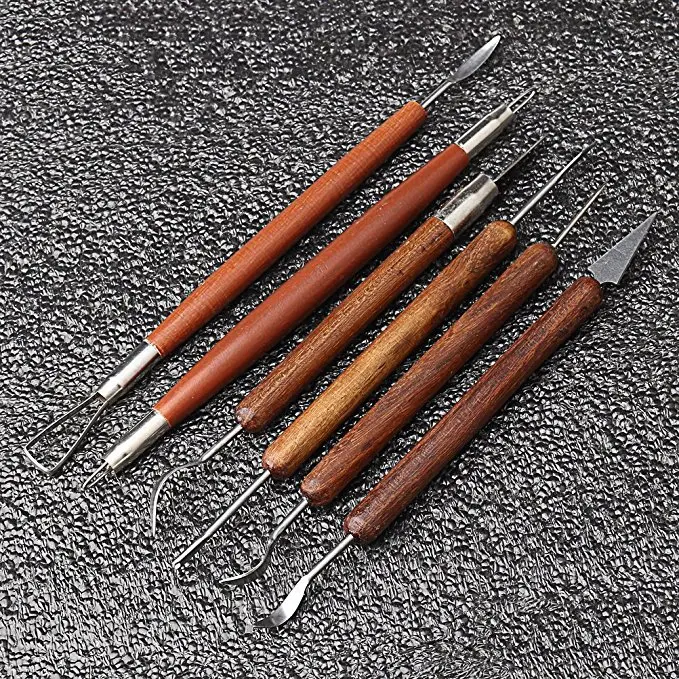 6 Piece Wooden Handle Clay Pottery Tool Sculpting Tools Set - Buy ...
