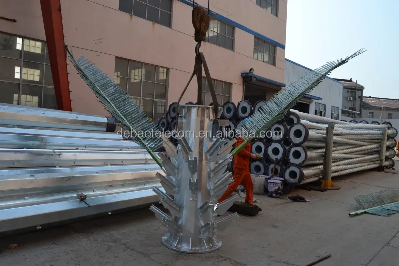 Camouflaged Bionic Palm Tree Steel Monopole Antenna Tower