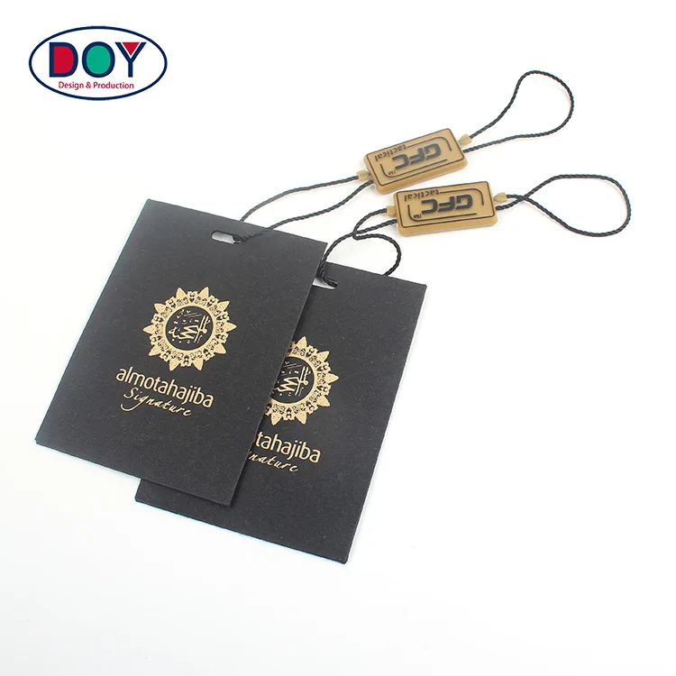 Nylon String Brown Plastic Tags Custom Embossed Brand Logo Plastic Hang ...