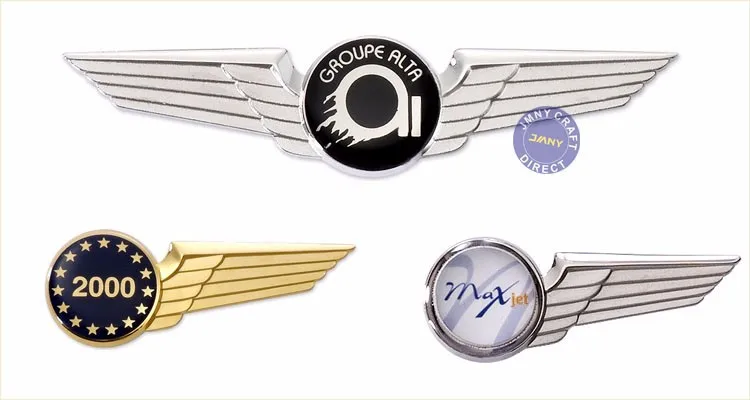 Custom Aviation Style Wings Lapel Pins - Souvenir Badges
