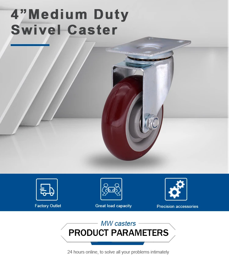 4 Inch PU/PVC Double Ball Bearing Swivel Caster Wheel