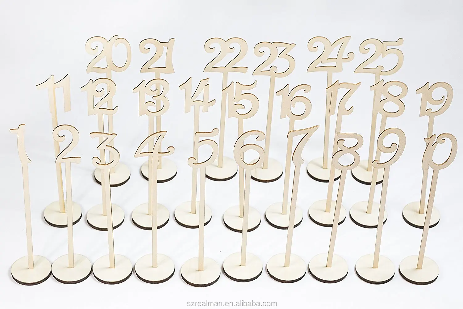 Customizable Wooden Table Numbers with Thick Holder Base for Wedding ...