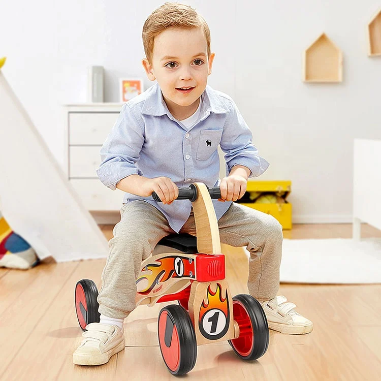 Educational Kids Wooden Ride on Walker Toddler Balance Animal Bike Toys ...