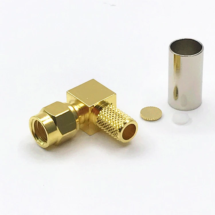 SMC Male RA Connector - Gold Plated Brass RF Connector