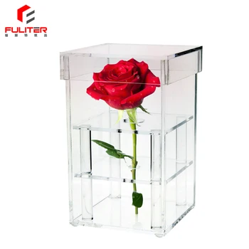 Custom Small Size Tall Clear Rose Box Acrylic For Single Rose - Buy ...