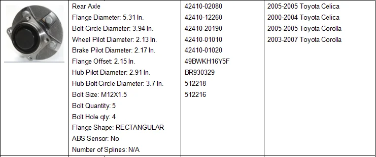 42410-02080 512216 42410-12260 42410-20190 for Toyota Celica Corolla ...