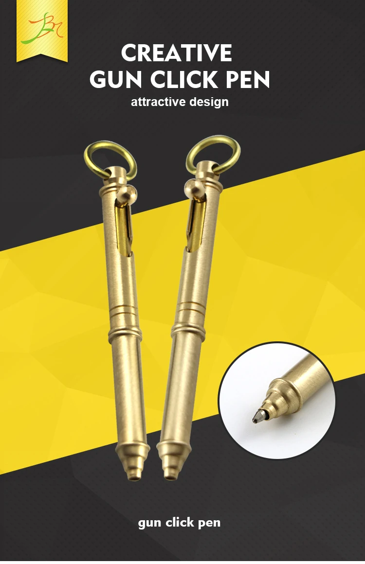 Hook 30 Caliber Bolt Action Raw Brass Bullet Shape Pen with Rifle Clip ...