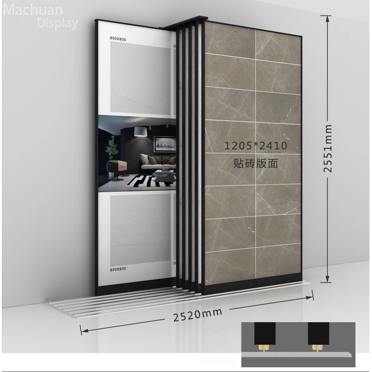 Fast Delivery Tile Display Sliding Quartz Stone Marble Rack