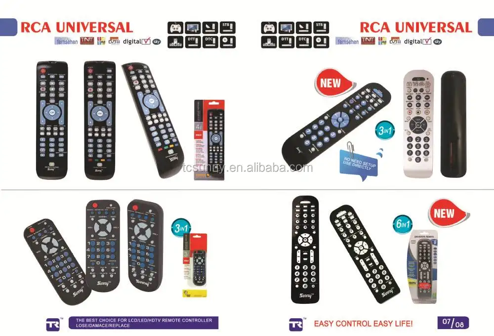 4 In 1 Universal Remote Control Rca Rcrn04gr Series Tv/vcr.dvd/sat.cbl ...