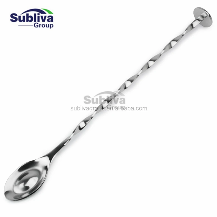 268mm Stainless Steel Cocktail Mixing Convex Twisted Spoon Ice Cream ...