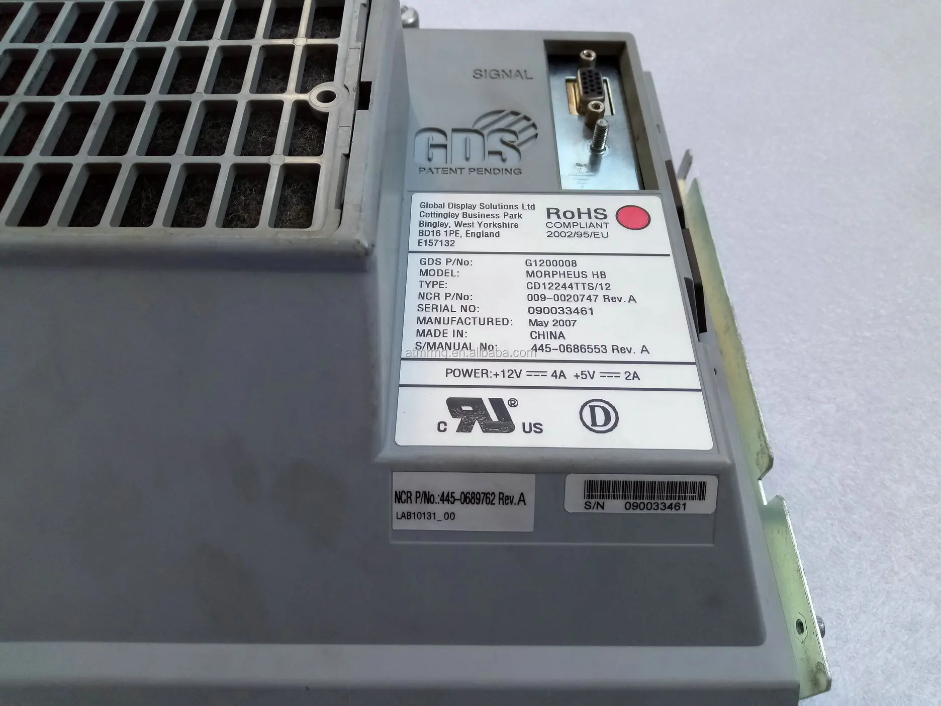 NCR ATM 部分 NCR 12.1英寸显示器 009-0020747 445-0686553 445-0689762 0090020747 ...