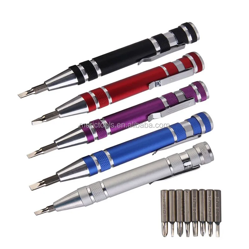 8 In 1 Aluminum Alloy Screwdriver Pen Precision Screw Driver Set Portable All Metal Material ...
