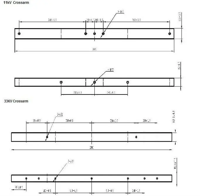 33KV Cross Arm - Power Pole Line Hardware Specifications