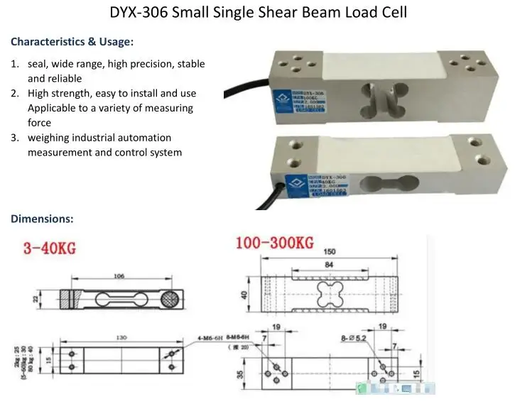 Cantilever Shear Beam Load Cell - Weight Sensors DYX-306