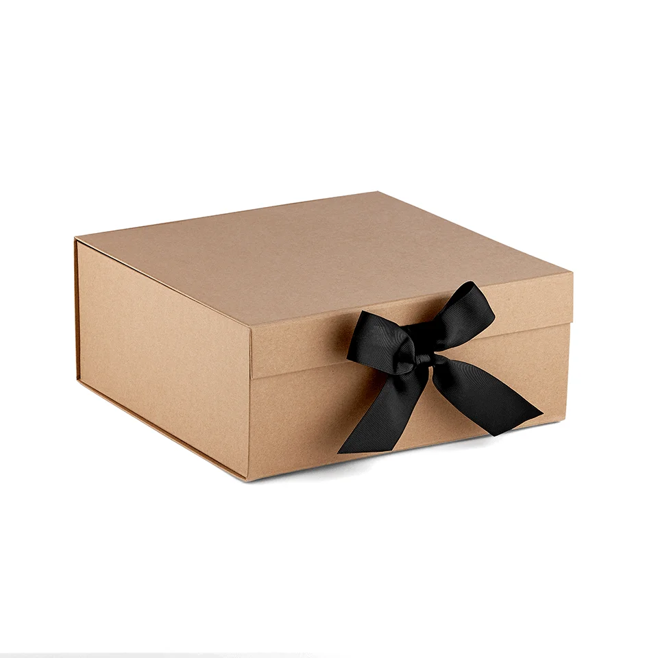Wholesale Natural Magnetic Brown Kraft Gift Boxes With Ribbon - Buy ...