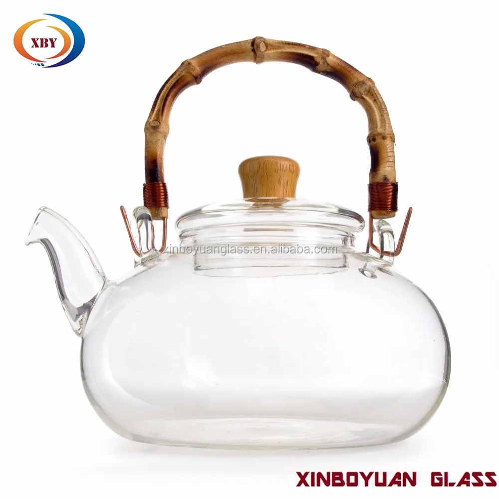 Clear Pyrex Glass Big Teapot With Bamboo Handle Buy Antique Glass Teapotsglass Teapot With