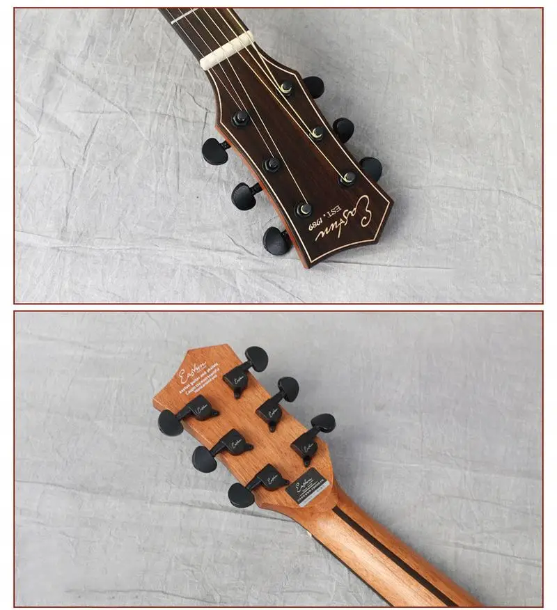 Eastun Steel Metal Chrome Headmachine Rosewood Fingerboard Guitar