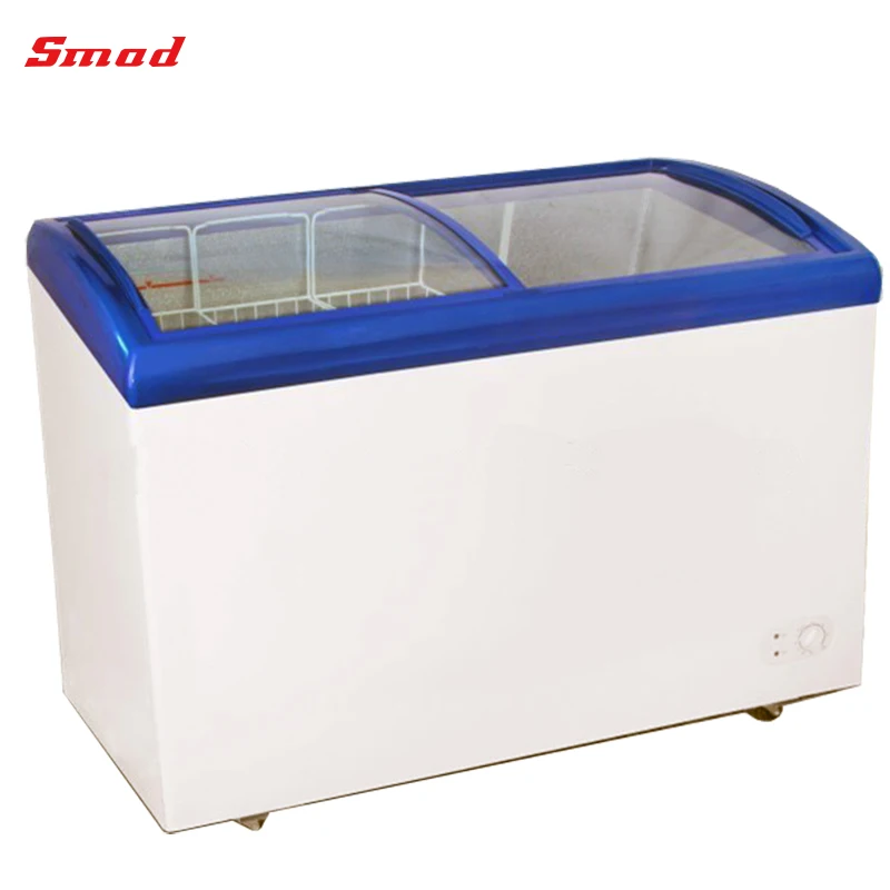 Round and Flat Sliding Glass Door Ice Cream Display Chest Freezer with ...