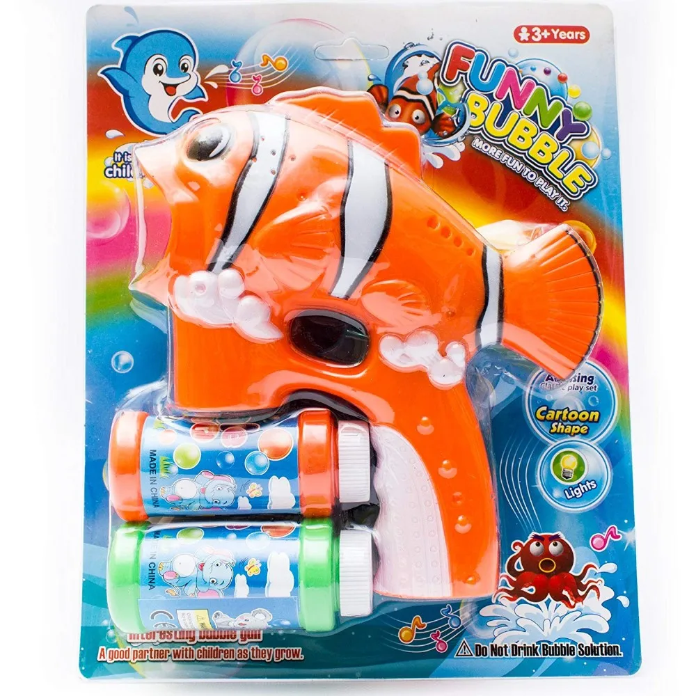 Electronic Led Light Up Fish Bubble Gun,Bubble Blaster Shooter,Clown ...