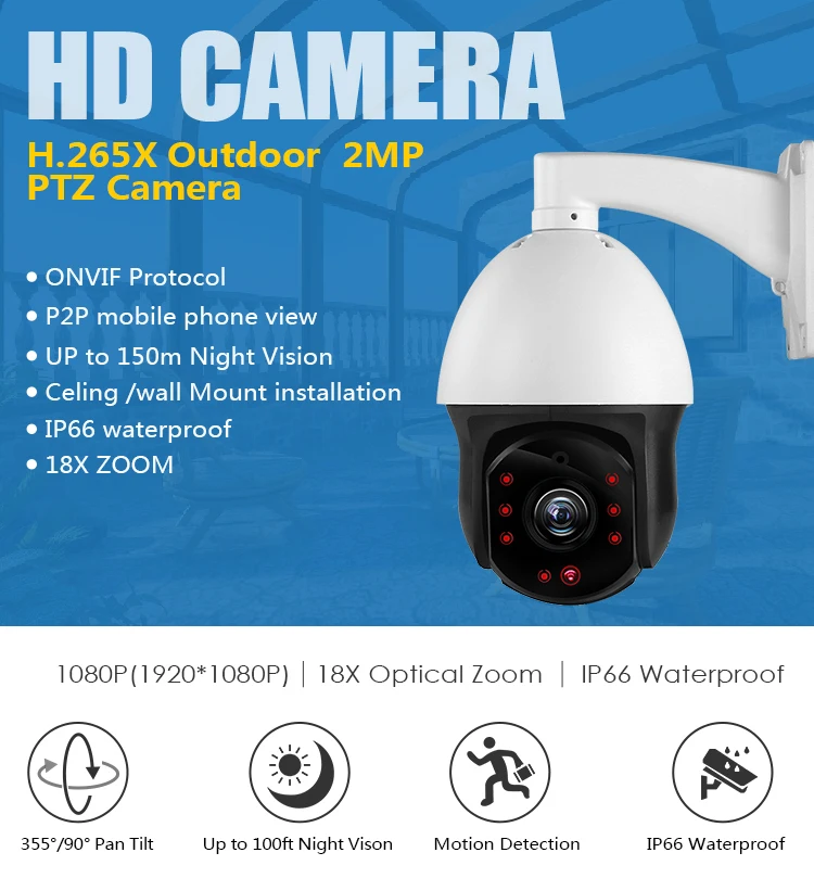 H.265x 1080p Laser Logo 2mp Full Hd 20x Zoom Mini Ip Camera Wifi High ...