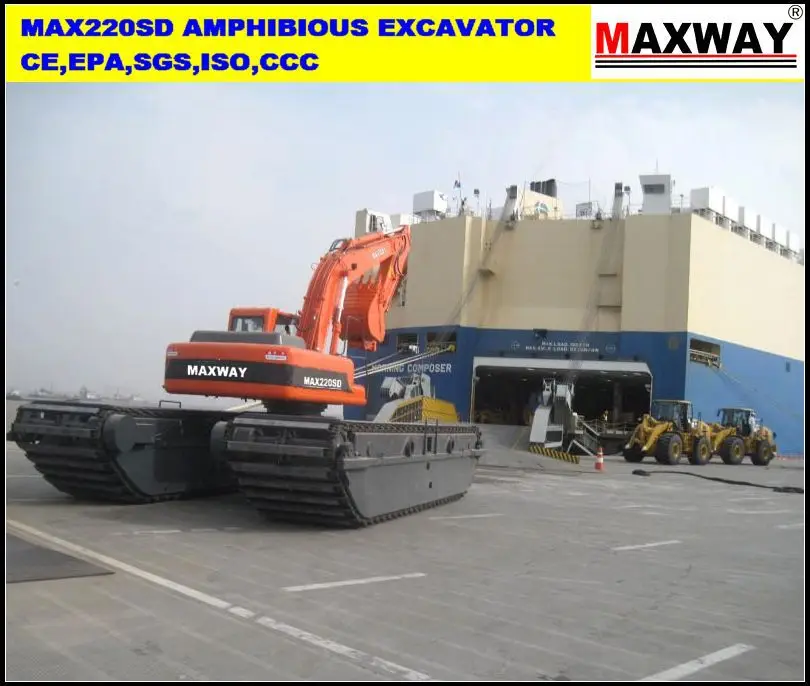35 Ton Long Reach Boom Float Excavator With Side Pontoon,Additional ...