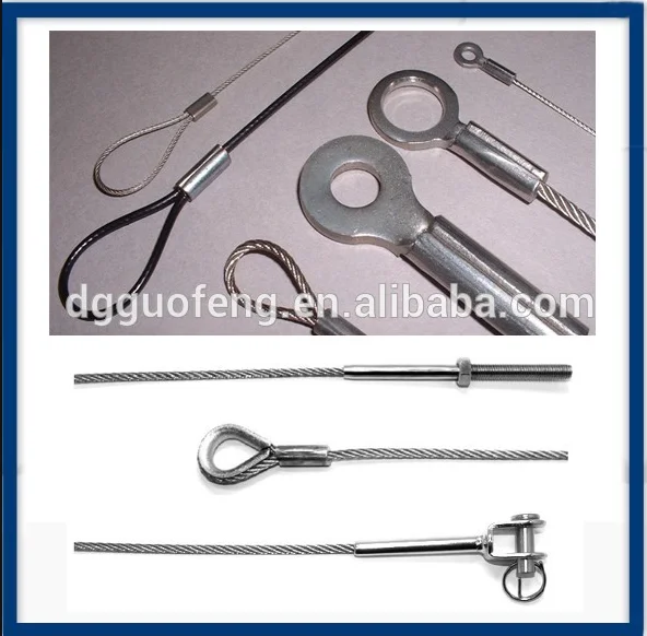 Safety 1x19 Spiral Stainless Steel Wire Rope Cable With Double Loop On ...