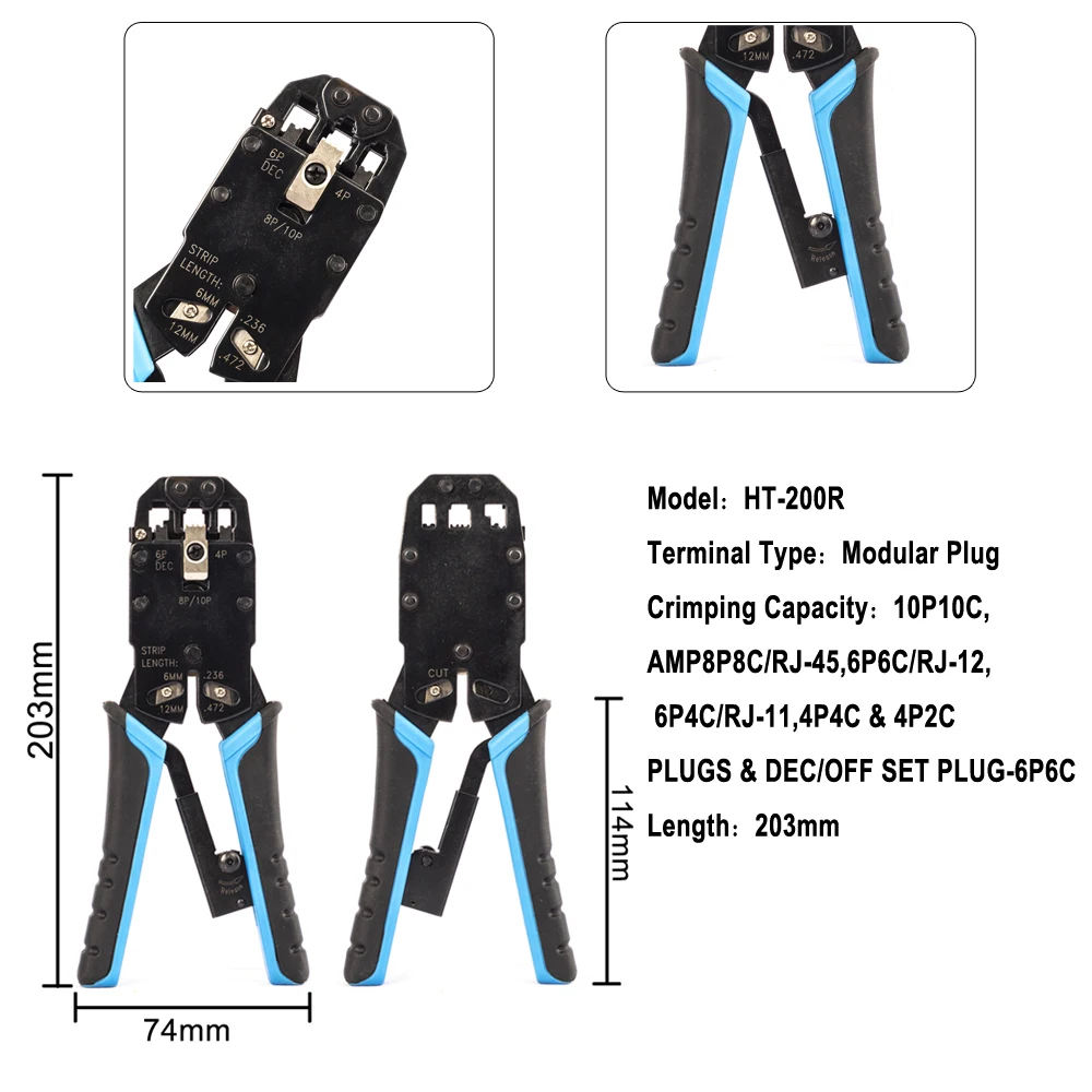 Haicable HT-200R Modular Plug Crimping Tool - Industrial Grade