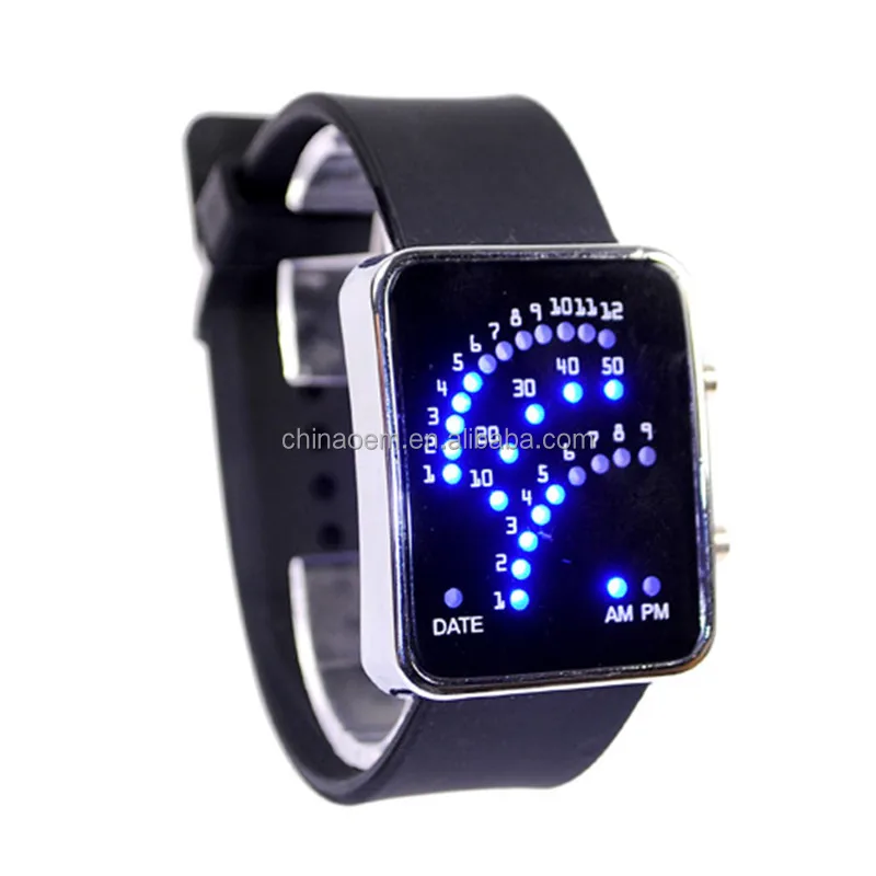 Hot Rectangle Digital Electronic Led Watch Blue Light For Women Sports ...