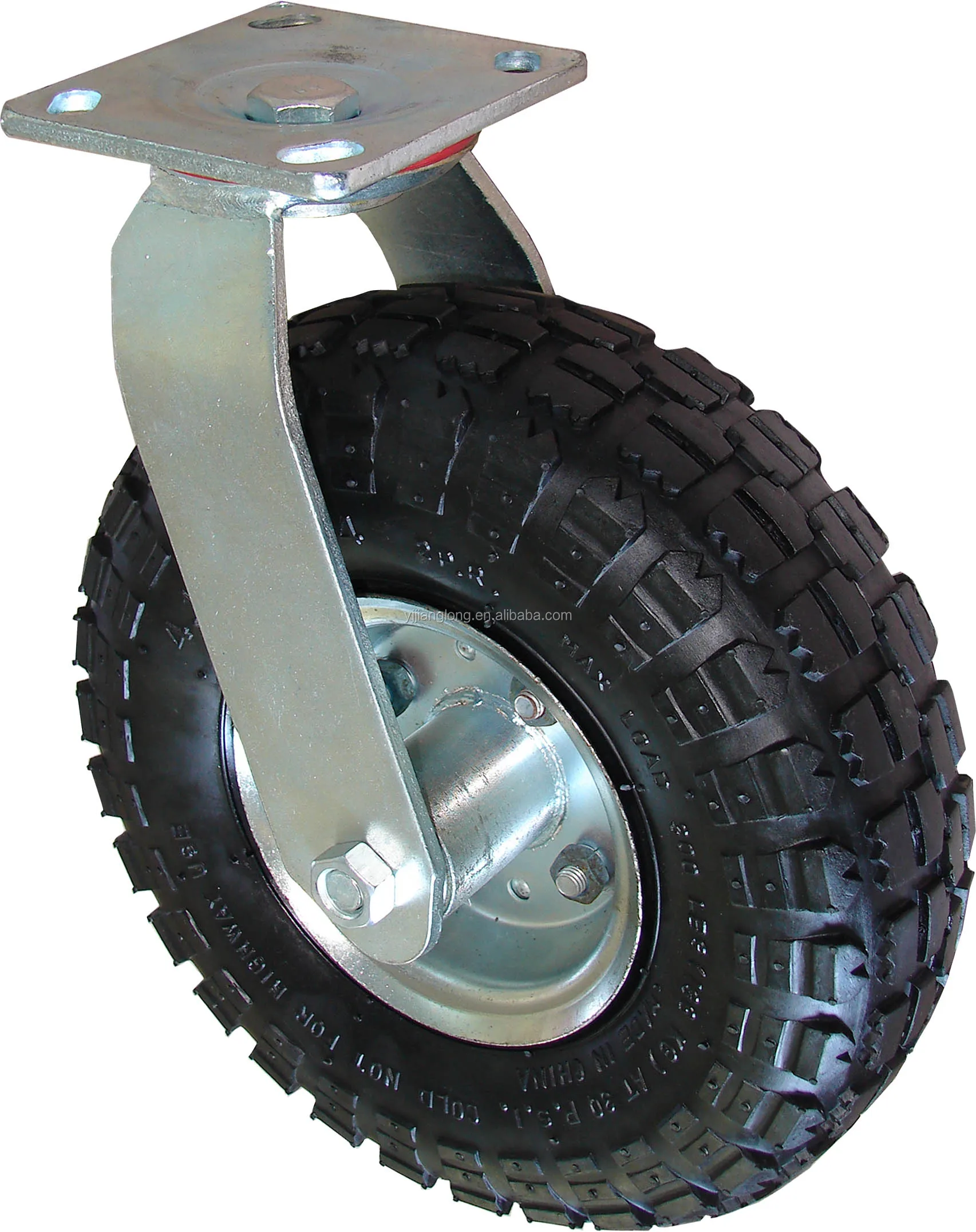 10 Inch Inflatable Swivel Industrial Caster Wheel - 8 with Brakes