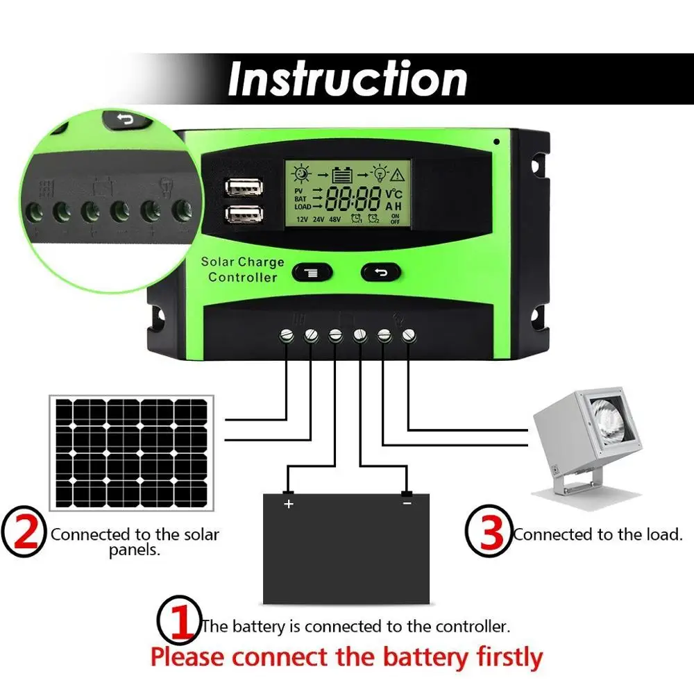 Intelligent Pwm Solar Power Charger Controller 30a 12v 24v 220v Dc ...