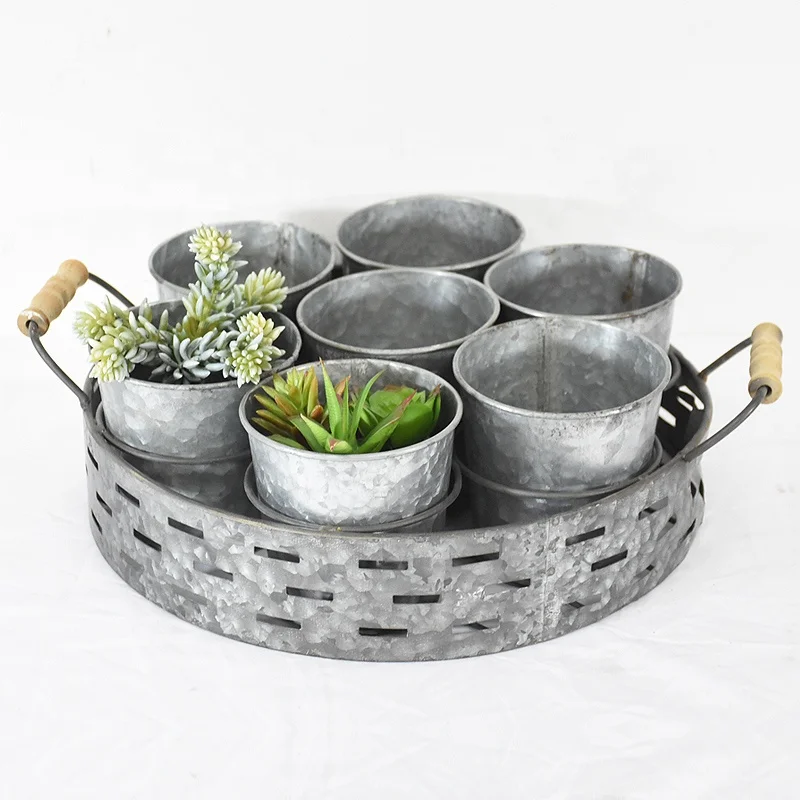 Rustic Farmhoue Decor Galvanized Metal Plant Caddy - Buy Metal Plant ...