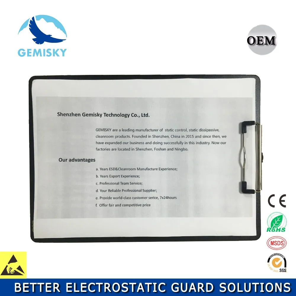A4 Plastic Black ESD Clip Board Anti Static Document HolderAntistatic ...
