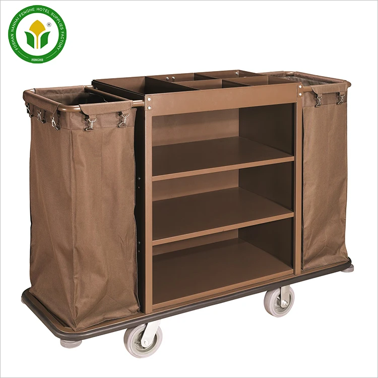 Hotel Room Brown Metal Housekeeping Service Trolley