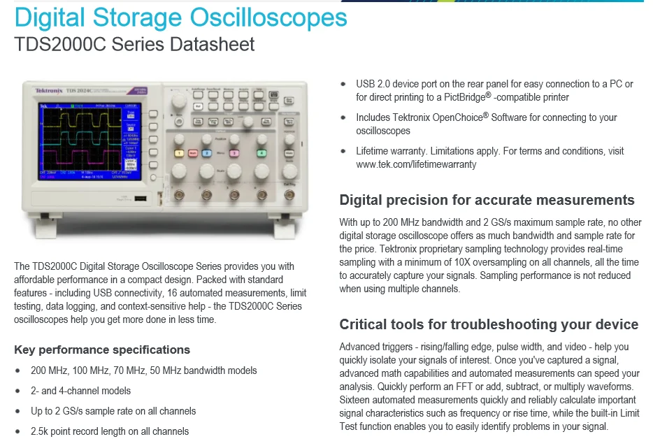 Tektronix Tds2002c Tds2012c Tds2022c Oscilloscope Buy Digital