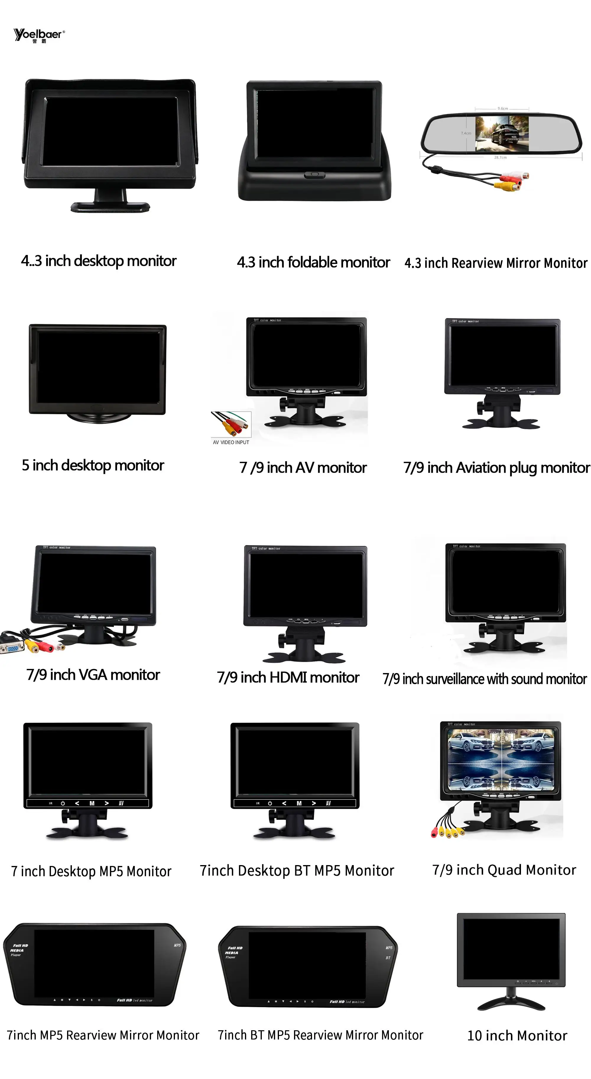 High Quality Car 4.3 Inch LCD Screen - HD Folding Display