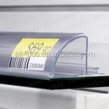 Plastic Adhesive Transparent Curved Data Strip With Rail For Retail ...