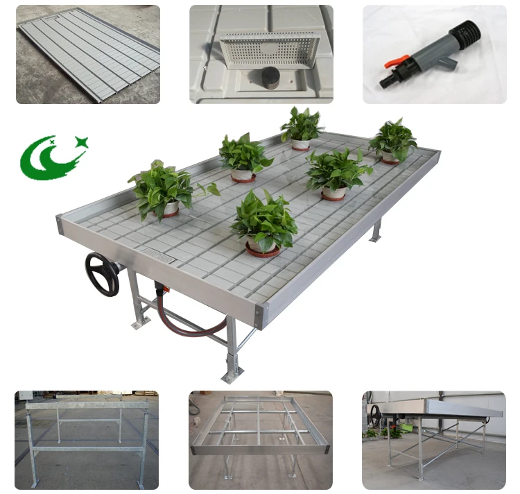 Hydroponic flood table with metal rolling benches, View Hydroponic ...