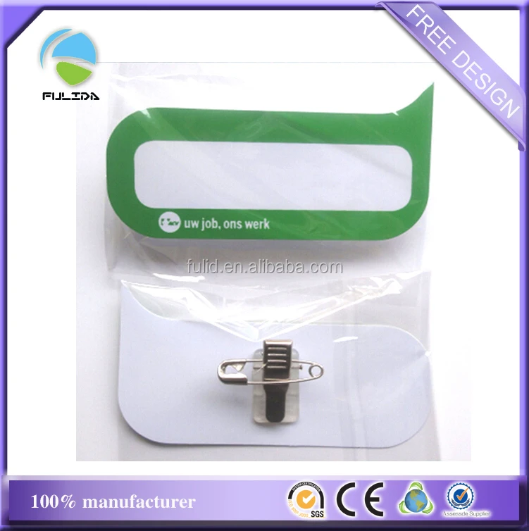 Custom Round Thin White Pvc Plastic Name Tag Pin Button Badge - Buy ...