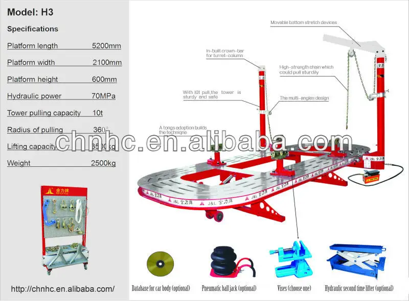 Car Pulling Frame Alignment Bench Car Chassis Straightening Machine H3 ...