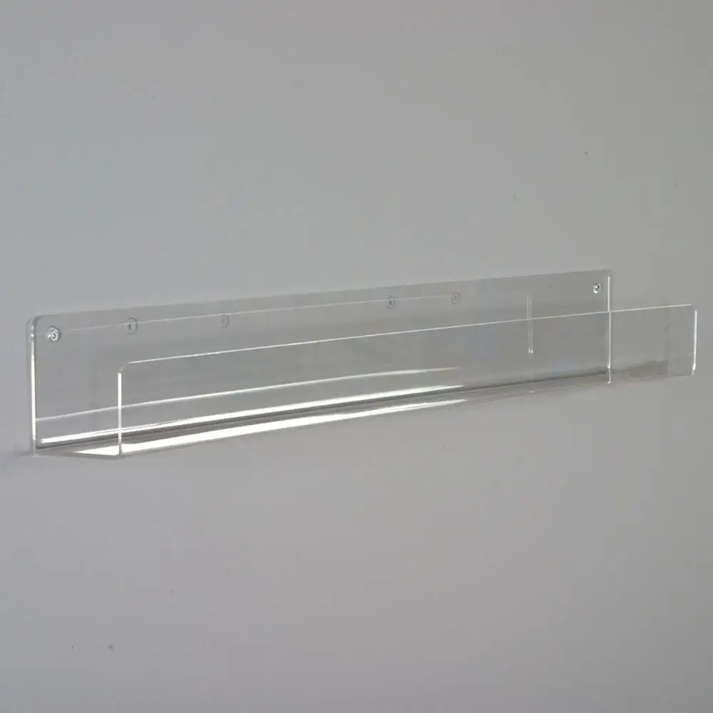 Clear Flat Shelves 3-1/2 Deep Wall Mounted Acrylic Display Shelf Rack ...