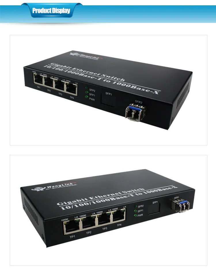 1000 Mbps Gigabit Multi-modus Dual Faser 1fx + 4rj45 Ports Fiber ...