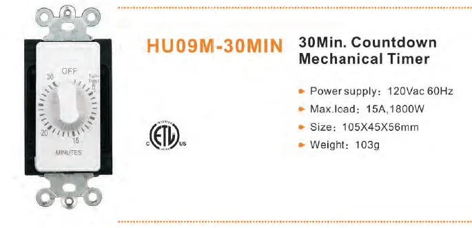 Saip/saipwell 30 Minutes Countdown Mechanical In-wall Timer,Compact ...